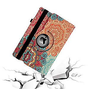 iPad Case Fit 2018/2017 iPad 9.7 6th/5th Generation - 360 Degree Rotating iPad Air Case Cover with Auto Wake/Sleep Compatible with Apple iPad 9.7 Inch 2018/2017 (Red Mandala)