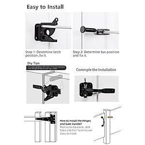 HOME MASTER HARDWARE Wood Gate Hardware Set- Heavy Duty 6" Gate Tee Hinge,Pull Set Gate Hardware Kit with Screws for Outdoor Fence Swing Gate Black Finish