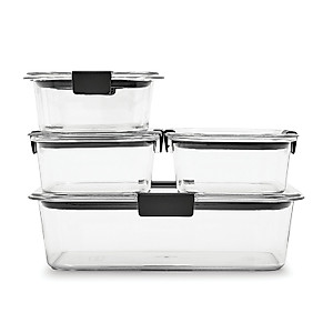 Rubbermaid Brilliance Food Storage Container, 10-Piece Set, 100% Leak-Proof, Plastic, Clear