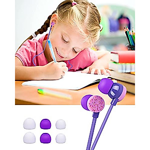 OHEDMEH Wired Earbuds for Kids in-Ear Headphones, Cute Donut Kids Earphones for School, Flat Cable Cute Earbud with Microphone and Lovely Kids Ear Buds Storage Case for Girls Boys and Adults (Purple)