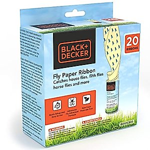 BLACK+DECKER Fly Traps Outdoor & Fruit Fly Traps for Indoors- Fly Trap Paper Strips & Gnat Traps for House- Sticky Glue Strips for Moths, Mosquitoes & Other Insect Control, 20 Pack