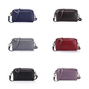 Genuine Leather Wristlet Clutch Wallet Purses for Women Small Crossbody Bags 7 Inch Shoulder Handbag 2 Straps, Coffe