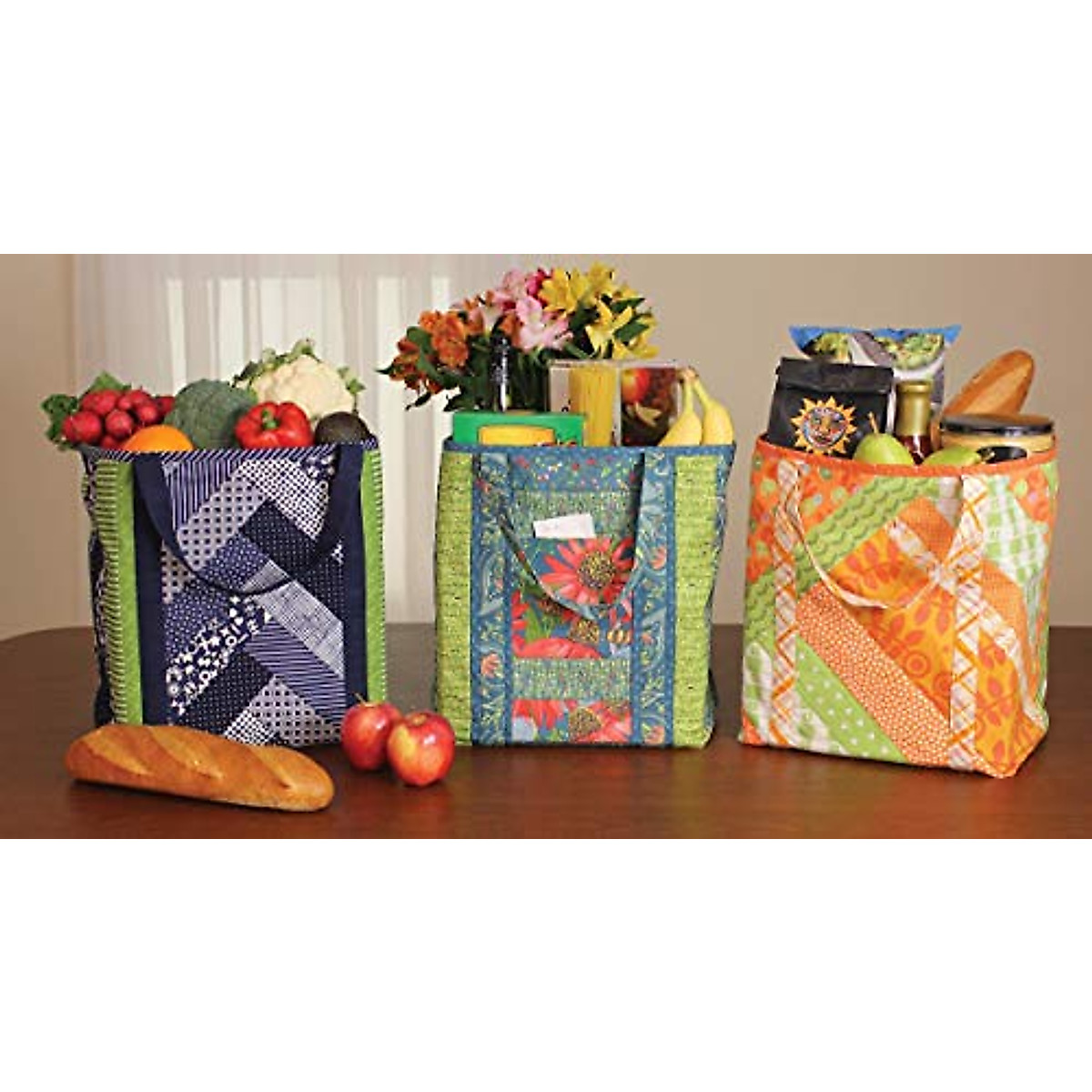 June Tailor Inc Quilt As You Go Shoppers Totes-3pk QAYG Sew/Nbr Utility Shop Tote