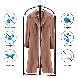 Pumtus 6 Pack Garment Bags, 50'' & 40'' Clear Hanging Clothes Covers, 4" Gussetes Plastic Large Suit Bag for Closet Storage, Transparent Dust Cover Protector Bag for Dress, Jacket, Coat, Sweater