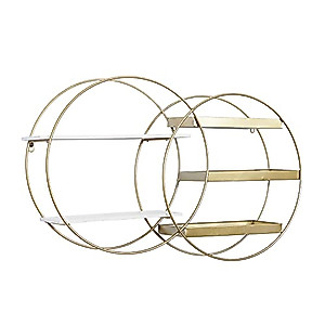 Deco 79 Metal Round 5 Shelf Wall Shelf, 34" x 18" x 20", Gold
