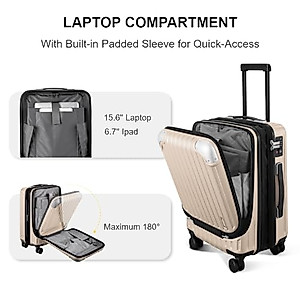 LEVEL8 Grace EXT Carry On Luggage, 20” Expandable Hardside Suitcase, ABS+PC Harshell Spinner Luggage with TSA Lock, Spinner Wheels - Champagne, 20” Carry-On