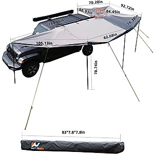 BAMACAR Naturnest Awning, 270 Awning Car Awning For Jeep Van Truck SUV Awning, Overland awning, Naturnest 270 Degree Awning, Car Canopy For OVS RV Awning, Vehicle Awning, Trailer Awning, Camper Awning