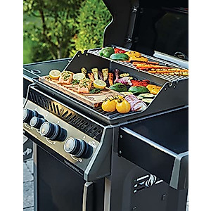 Napoleon Rogue 425 BBQ Grill, Black, Propane Gas - R425SBPK-1-OB - With Three Burners and Range Gas Side Burner, Barbecue Gas Cart, Folding Sideshelves, Instant Failsafe Ignition