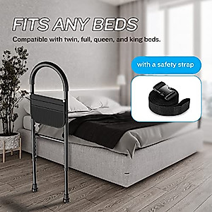Hearvo Bed Rail - Bed Rails for Elderly Adults -with Storage Pocket & Anti Slip armrest - Bed Railings for Seniors & Surgery Patients - The Bed Cane Fits Any Bed