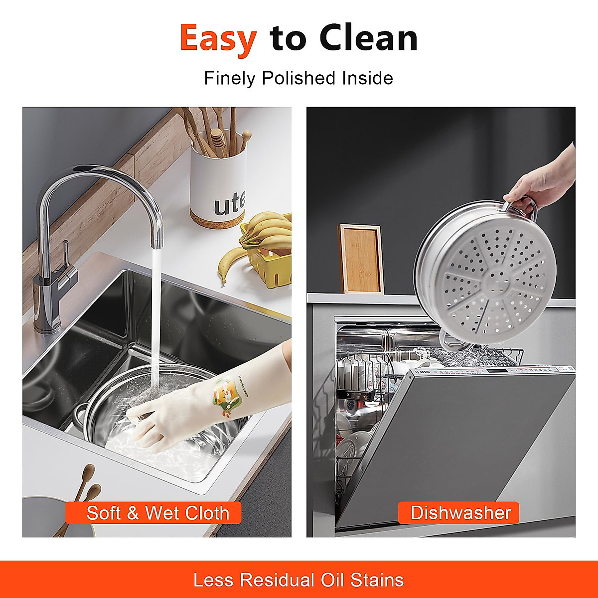 11Inch Steamer for Cooking, Stainless Steel Food Steamer Basket 3 Tier Vegetable Steamer Pot, Kitchen Steamer Cooker with Lid and Handle