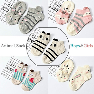 Artfasion Kids Cotton Ankle Animal Socks - Cute Cartoon Crew Socks Soft Funny Childs Socks Breathable Toddler Sock for 8-11 Years Girls