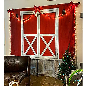 Red Barn Door Backdrop Western Rustic Farm Wooden Door Wall Photography Background BBQ Party Newborn Baby Shower Cowboy Girl Birthday Decorations 7x5FT