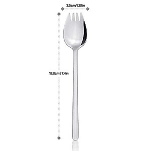 Sporks, 4-Pack 18/10 Spork Stainless Steel, Metal Spork for Everyday Household Use, 7.4-Inch Long Handle Dessert Spoons Ice Cream Spoons Salad Forks, Flatware Set Spork for Fruit Appetizer Dessert