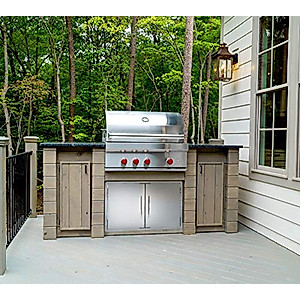 AdirHome 33" Stainless Steel Grill Double Access Double-Face Door with Towel Holder - Easy Install Heavy Duty Stainless Steel Rust Resistant Access Door with Chromium Plated Handle (Vertical Handle)