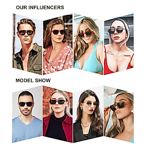 SOJOS Vintage Polarized Aviator Sunglasses for Women Men 70s Retro Flat Narraw Rectangular Womens Glasses SJ2186 with Leopard/Green Lens