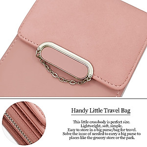 Aovtero Small Cell Phone Crossbody Purse for Women Mini Shoulder Handbag Wallet with Credit Card Slots (Pink)