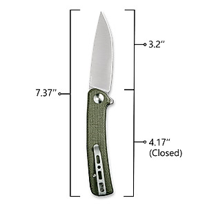 SENCUT Neches Folding Pocket Knife for Men, 3.2" 10Cr15CoMo Blade Green Micarta Handle SA09C