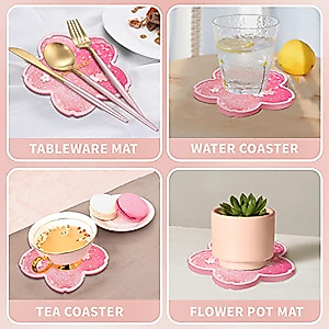2pcs Sakura Coasters,Non-Slip Insulation Acrylic Coaster, Funny Coasters,Cute Cherry Blossom Decor,Gift for Girlfriend Women Kids Wife (Pink)