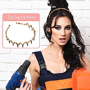 6 Colors Zigzag Shark Tooth Hair Comb Headbands Wrapped Cloth Hard Hairbands Wave Shape Plastic Hair Band Hair Accessory for Women Girls (Chic Pattern)