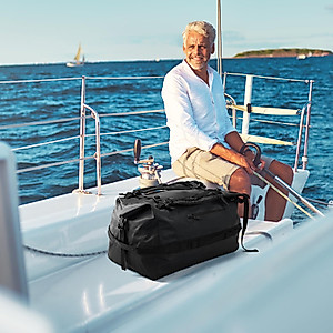 Haimont Large Waterproof Duffel Backpack Roll-Top Heavy Duty Dry Duffle Bag for Boating, Travel, Motorcycle, Kayaking, Camping, 60L, Black