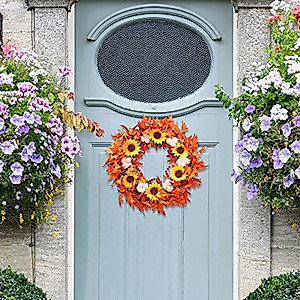 Thanksgiving Front Door Wreath Fall Winter, Christmas Wreaths Fall Door Grasses Pinecones Outside Decor Party Artificial White Welcome Sign Porch Wall Harvest Mantle Small Large Wreaths Foliage