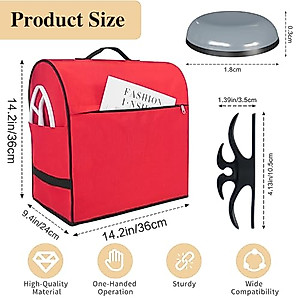 Stand Mixer Cover, Kitchen Aid Mixer Cover Compatible with 4.5-5 Qt Tilt-Head Stand Mixer, Dust Cover with 3 Pockets & 8 Pcs Appliance Sliders, Kitchen Aid Mixer Accessories, Red