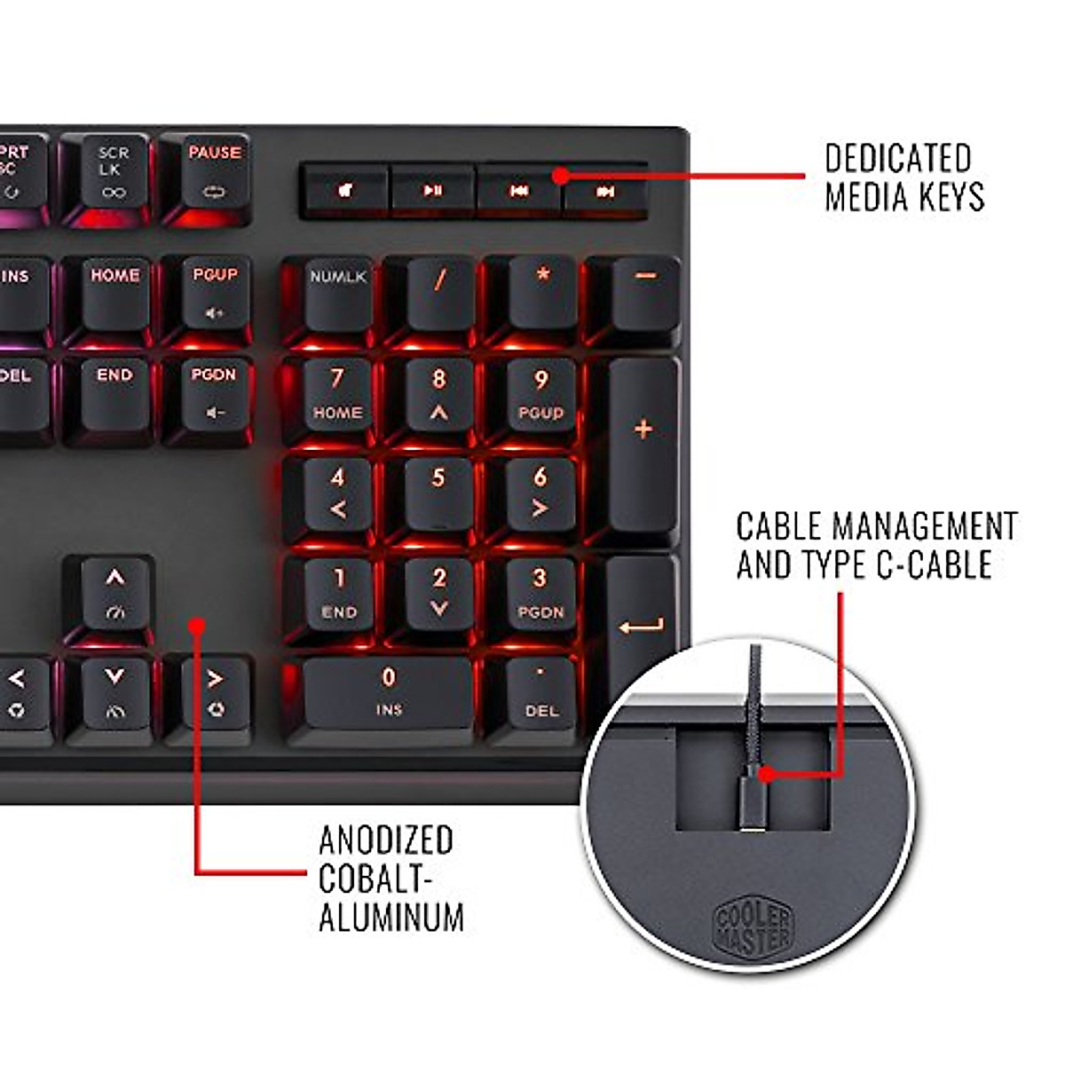 Cooler Master MK-750-GKCM1-US MasterKeys MK750 RGB LED Mechanical Gaming Keyboard, Cherry MX Brown, RGB LED, Full Size, Wrist Rest (Large)