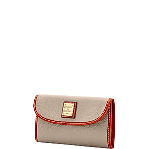 Dooney & Bourke Women's Continental Clutch in Pebble Grain Leather, Trifold Wallet with Multiple Card Holder, Taupe