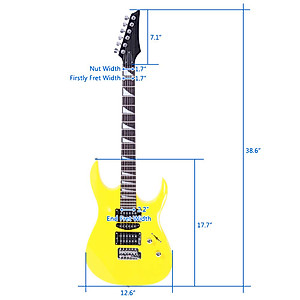 Kcelarec Electric 6 String Guitar for Beginner Starter Complete Kit, with Guitar Bag, Strap, Guitar pick, Amp cord (Yellow)