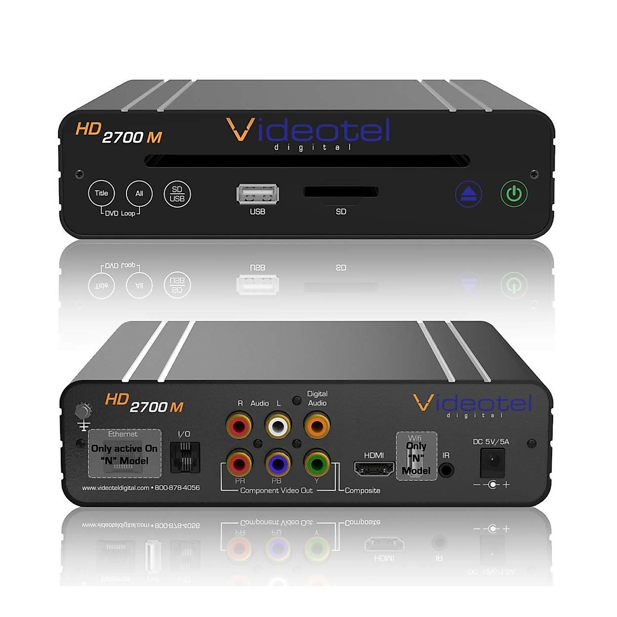 Videotel Digital Industrial Grade Looping DVD and Digital Signage Media Player All in one Unit. DVD, USB & SD. 24/7 Continuous Looping Play, Auto Powers On, Auto Plays, Auto Repeats - HD2700 M +