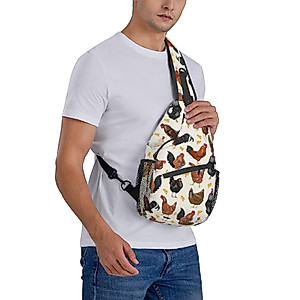 Rooster Chicken Fun Animal Sling Bag For Women Men Travel Hiking Backpack Crossbody Shoulder Chest Bags Casual Daypack Sport