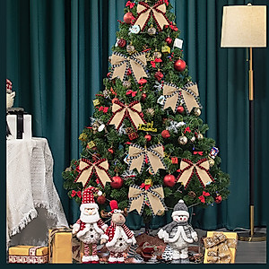 2 Rolls Glitter Buffalo Plaid Wired Edge Ribbons for Valentine's Day Gifts, Burlap Fabric Craft Natural Wrapping Ribbon Rolls with Checkered Edge for Christmas Party Box Wrapping Decor(1.5 x 216 Inch)