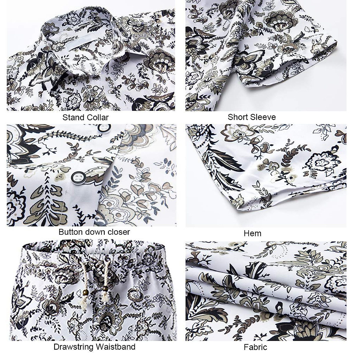 Litteking Men's 2 Piece Tracksuits Floral Hawaiian Sweat Suit Casual Short Sleeve Shirt and Shorts Suit Set Sports Outfit Style 1 2XL