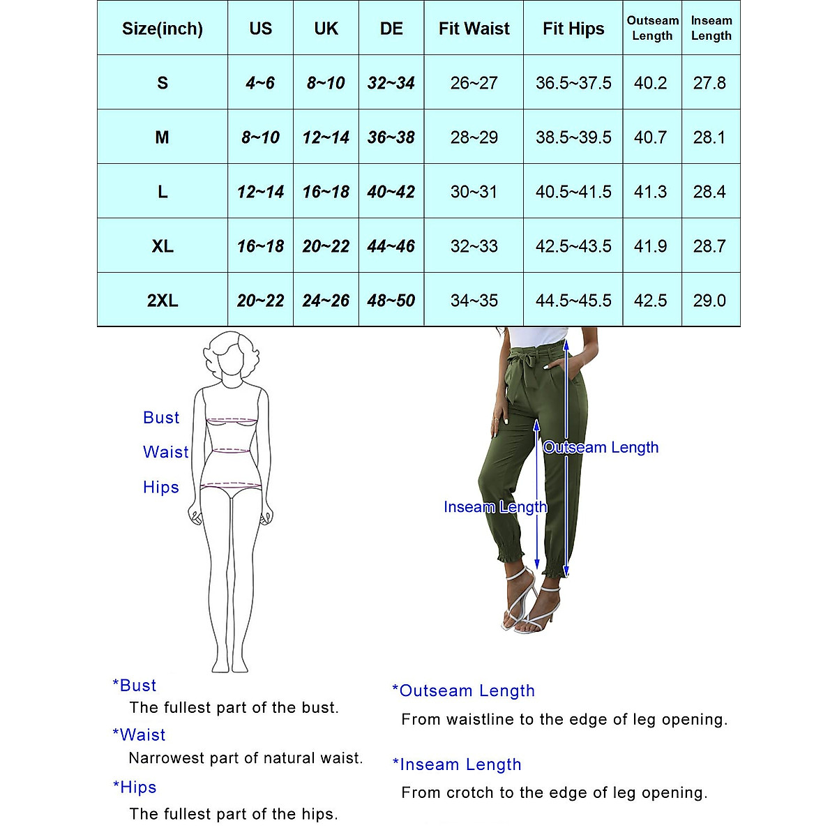 GRACE KARIN Trousers for Women High Waist Self Tie Belt Basic Solid Work Pants Pink S