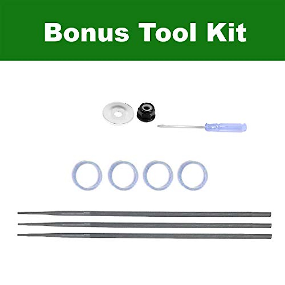 CALPALMY (2-Set) 9" x 20T Chainsaw Tooth Brush Blades Tool Kit, – 2 Blades, 3 Assorted Round Files and 4 Washers | for Cutter, Trimmer, Weed Eater | Made from Carbon Steel, Cuts Like Butter