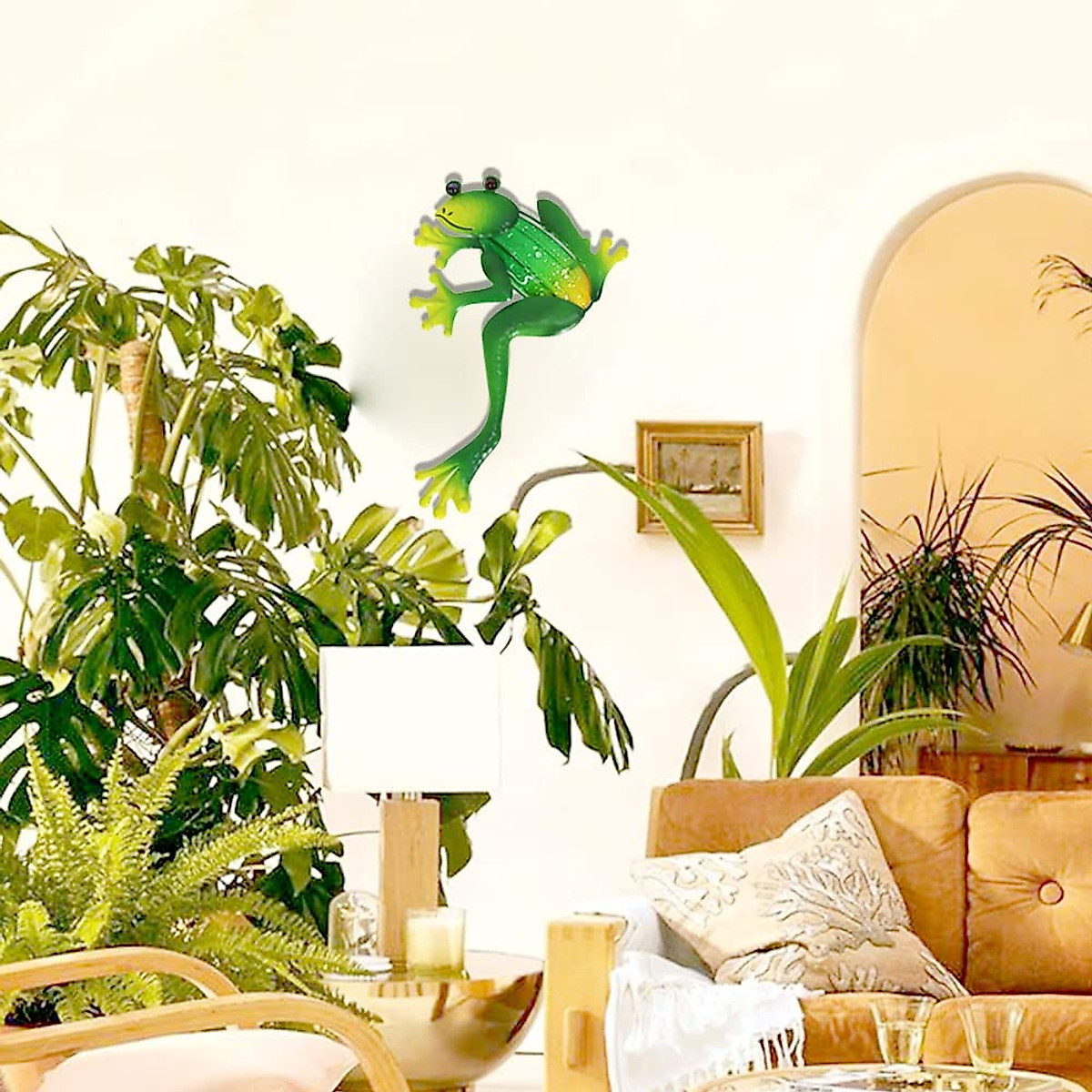 LIFFY Metal Frog Wall Decor Garden Frog Outdoor Decor Indoor Room Home Glass Wall Art Hanging Decorations Fence Decorative Ornaments Outside for Porch,Patio,Yard