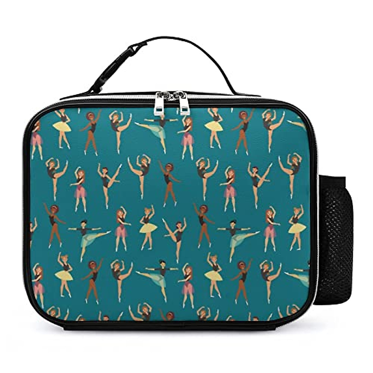 Dancing Ballerinas Printed Lunch Box Insulated Leakproof Cooler Tote Bag Reusable for Travel Work Picnic