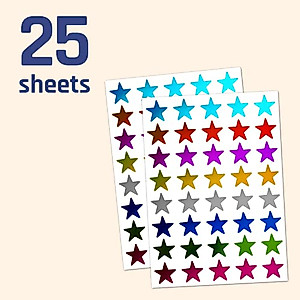 8 Colors, 1000 Pack, Foil Star Metallic Stickers, 0.6" Diameter