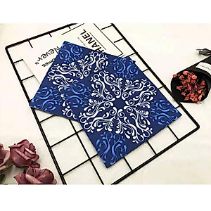 Meiosuns Cocktail Napkins Disposable Paper Tea Party Napkins with Floral Pattern, Elegant Parties Supplies, Ideal for Wedding Bridal Shower, Folded 6.5 x 6.5 Inches (Navy Blue and Flowers,40 Count)