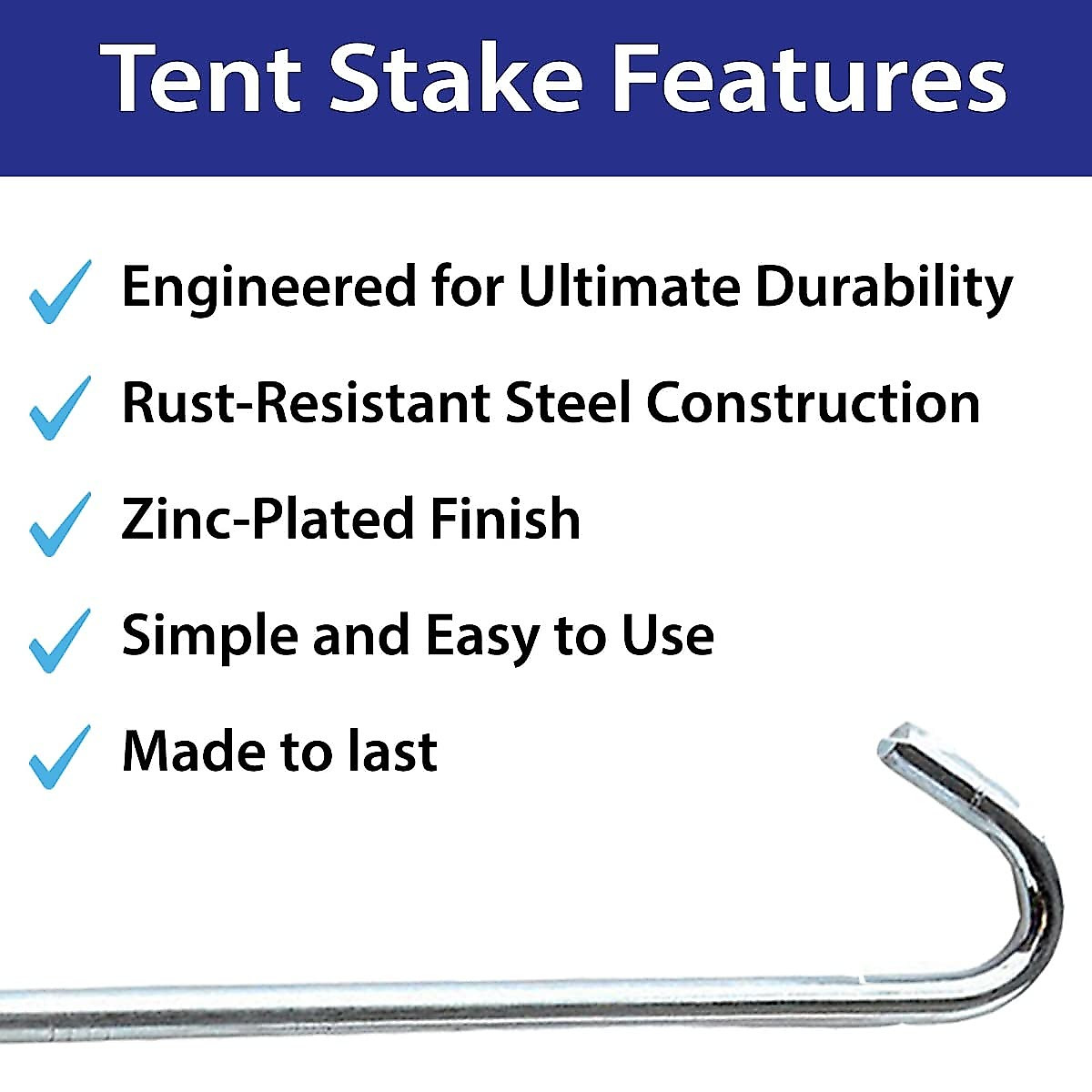 Moose Supply Steel Tent Stakes Heavy Duty Ground Stake, Metal Stakes to Anchor Commercial Inflatables, Outdoor Camping Canopy, Fence, Garden Tent Accessories, 1/2" Diameter x 12" Length, 10 Pack