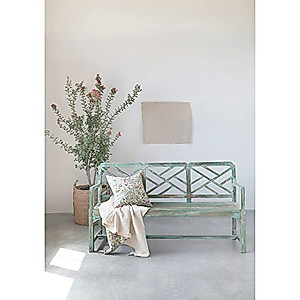 Creative Co-Op Cotton Printed Kantha Stitch and Floral Pattern Pillow, 18" L x 18" W x 2" H, Multicolor