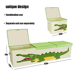 ASKETAM Kid Large Toy Box for Boy and Girl Cute Toddler Toy Storage Bin with Lid Baby Toy Chest Room Decor Organizer Basket (crocodile)