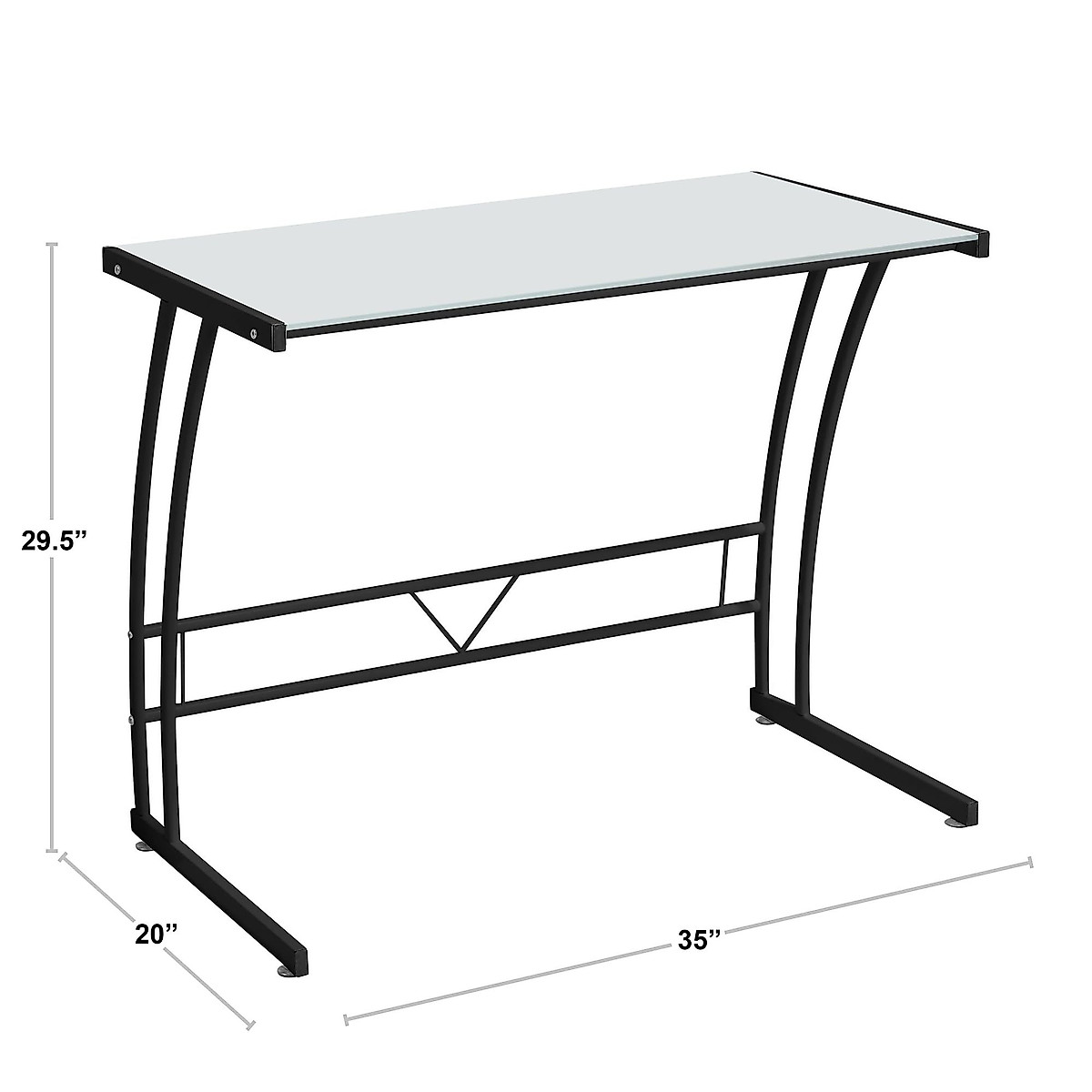 LumiSource Single Bit Computer Desk, Home Office Desk, Black Desk, Glass Desk, Small Desk for Bedroom, Gaming Desk, Contemporary Desk