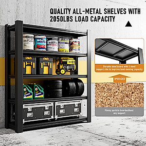 GEBAROW 72" H*50" W Garage Shelving, Industrial 5-Tier Metal Shelving Storage with Adjustable Garage Storage Rack, Shelving Utility Shelf Rack for Warehouse Shelving Storage