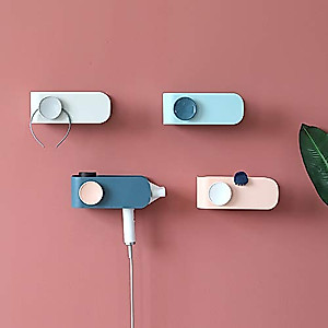 "N/A" Wall Mounted Hair Dryer Holder, Bathroom Accessories Storage Basket Styling Tool Organizer, No Drilling, Self Adhesive Colorful Design (Gray)