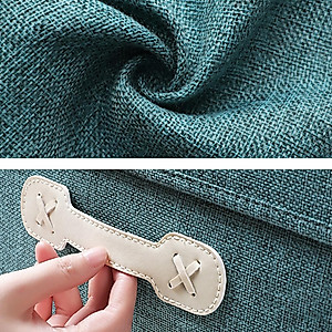 Molizhi Foldable Storage Box with Lid Cotton and Linen Storage Box with Lid Cube Clothes Storage Box Bedroom Closet Storage Box with Lid Handle Storage Box (Green, 35 * 28 * 18CM)