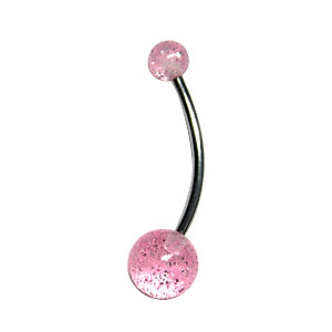 14g Custom Length Light Pink Glitter Belly Button Ring (19mm (3/4 in.))