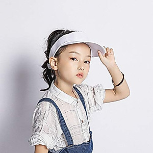 Kids Visor Sun Hat Adjustable Athletic Sports Hat 6 to 12 Years Old (Black+White, 52cm/Fit for 2-6Years)