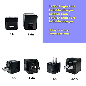 JDB USB Foldable Wall Charger 5V/1A 1 Port Portable Universal USB Charging Block Compatible for iPhone,iPad,Samsung and More 2 Pack