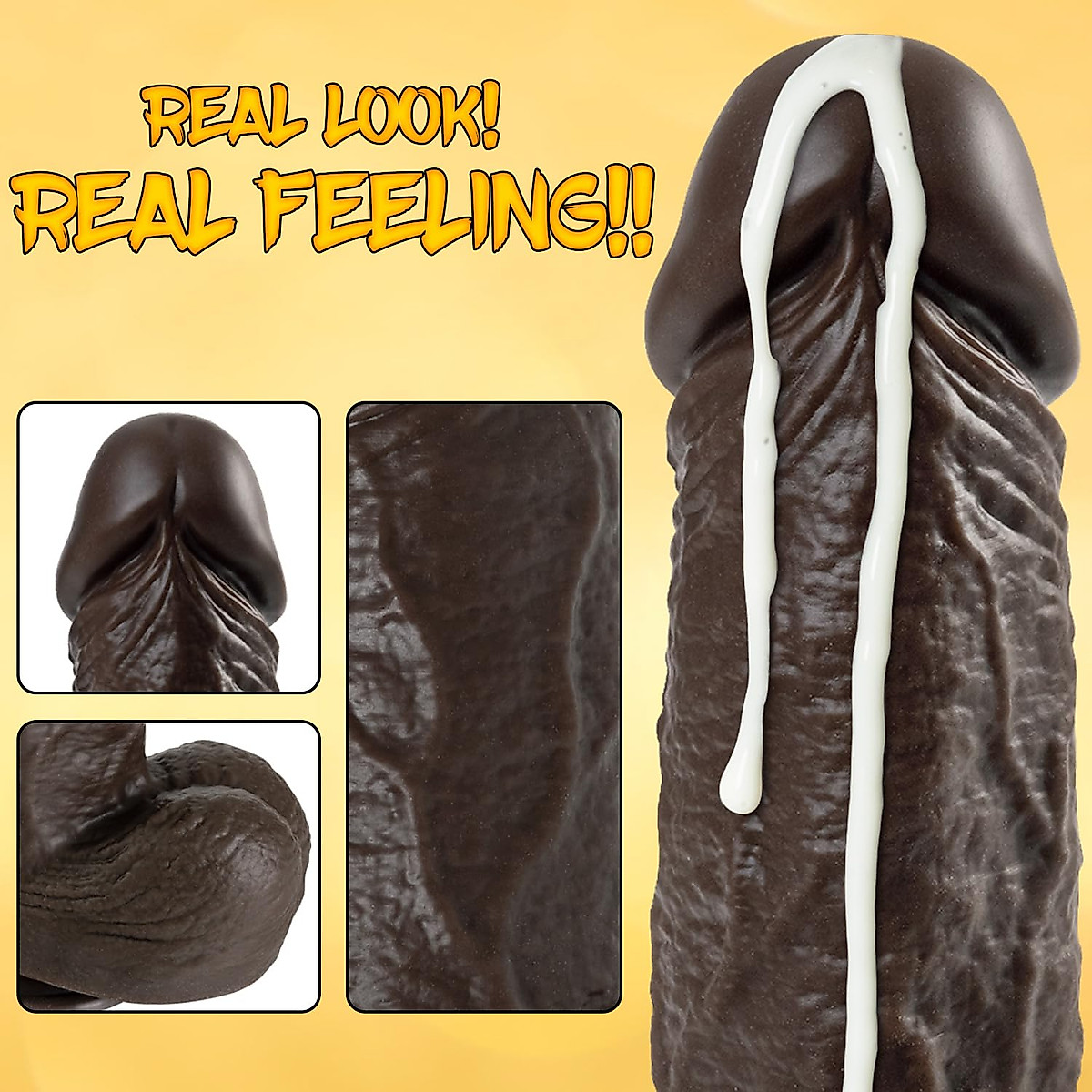 7.41" Large Girth Black Thrusting Dildo, Big Glans Realistic Dildo with Thrusting & Vibration & Heating, Huge Thick Anal Dildo Adult Sex Toy for Men, Big Size G spot Dildo Vibrator for Women Pleasure